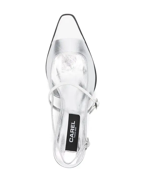 CAREL 50mm Cécile Pumps - Silver White