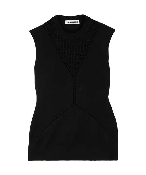 JIL SANDER Pin-hole Knitted Blended Vest