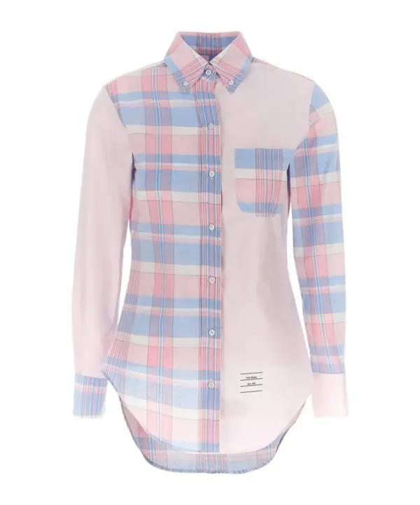 Thom Browne Checked Long-sleeved Shirt - Pink