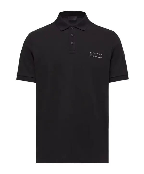 Moncler Logo Patch Short-sleeved Polo Shirt - Black