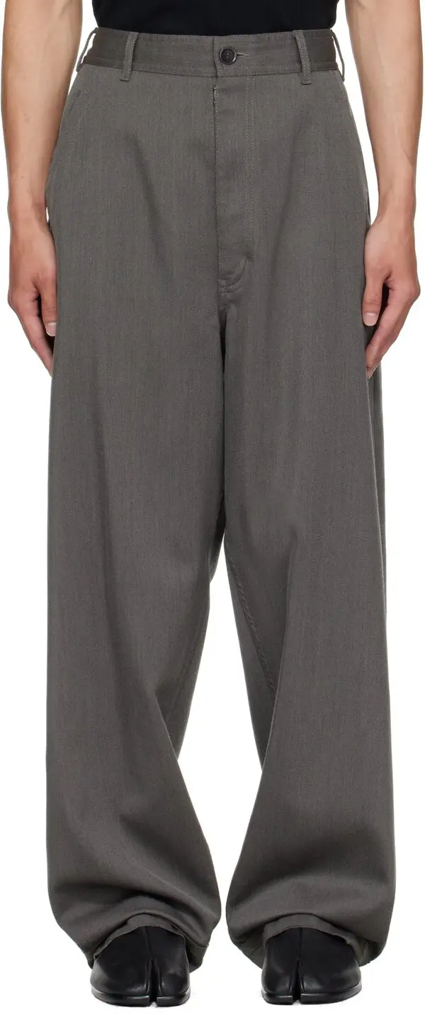 MAISON MARGIELA Cuffed Straight Leg Pants - Gray