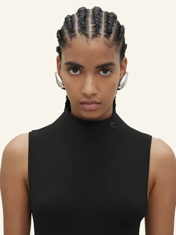 COURREGES Sleeveless High Neck Bodysuit