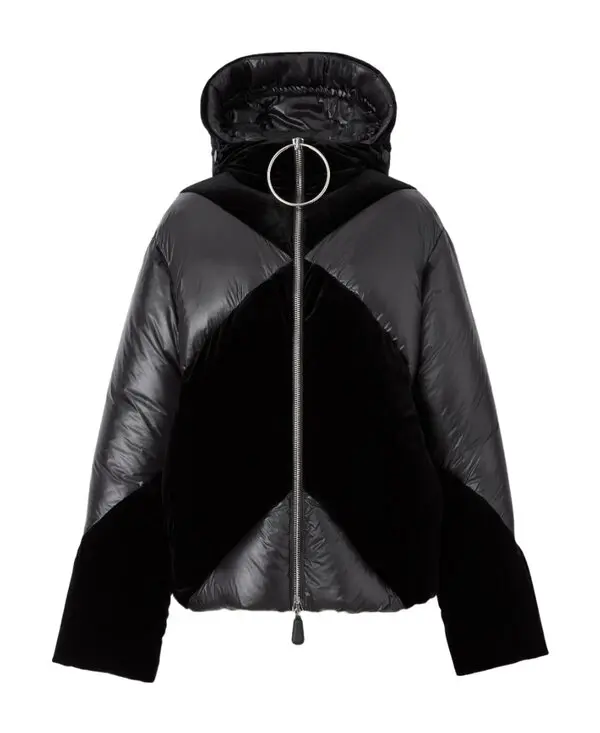 Burberry Chevron Puffer Jacket With Detachable Hood - Black