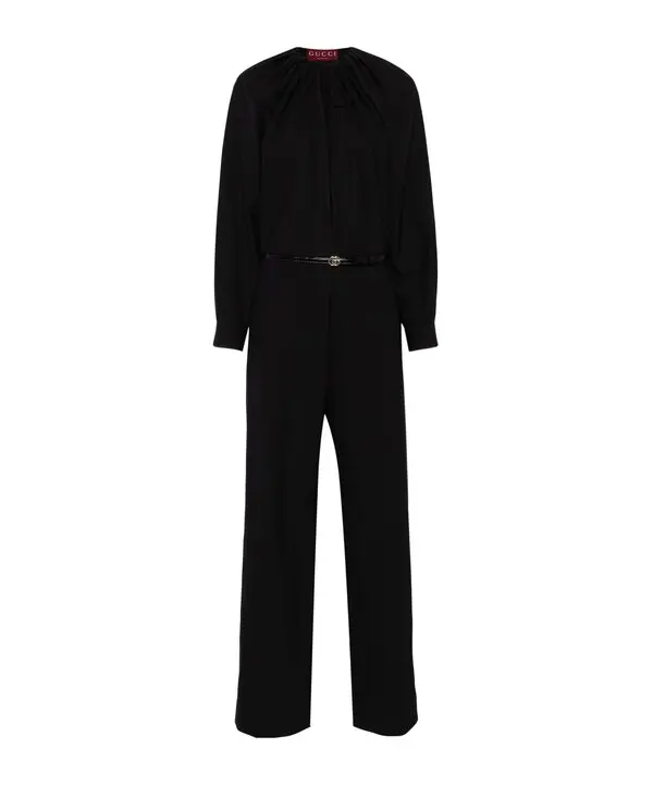 Gucci Keyhole Neck Jumpsuit With Double G Buckle - Black