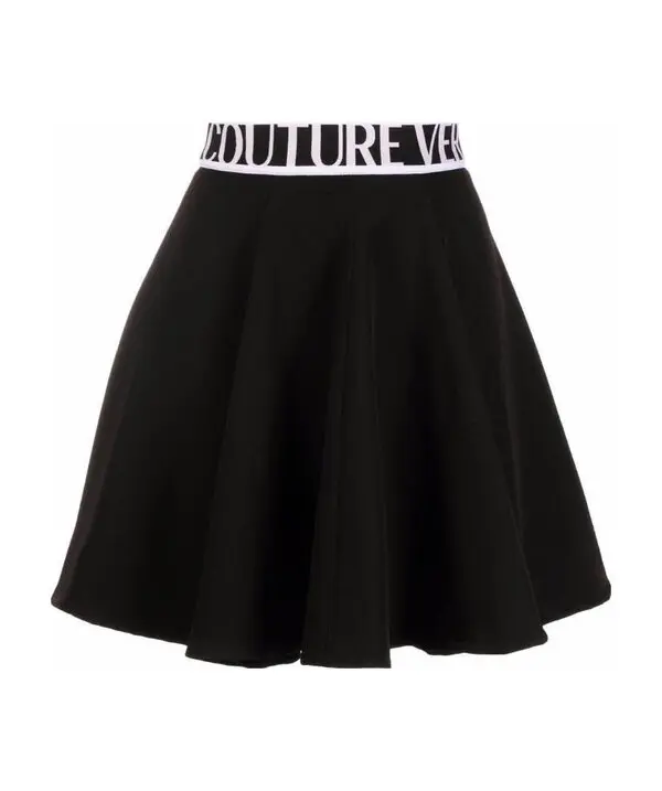 Versace Logo Band Flared Mini Skirt
