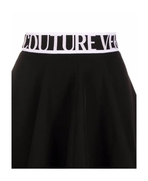 Versace Logo Band Flared Mini Skirt