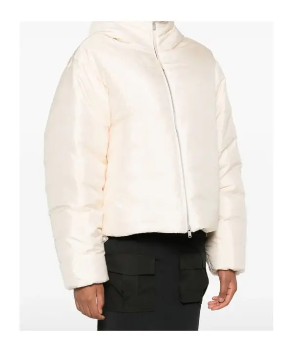 JIL SANDER High Neck Hooded Puffer Down Jacket - Beige