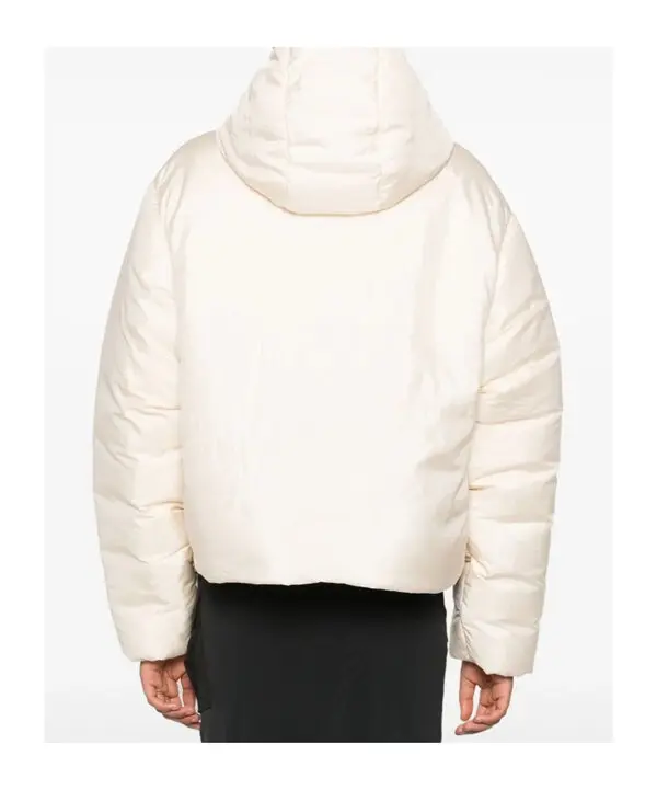 JIL SANDER High Neck Hooded Puffer Down Jacket - Beige