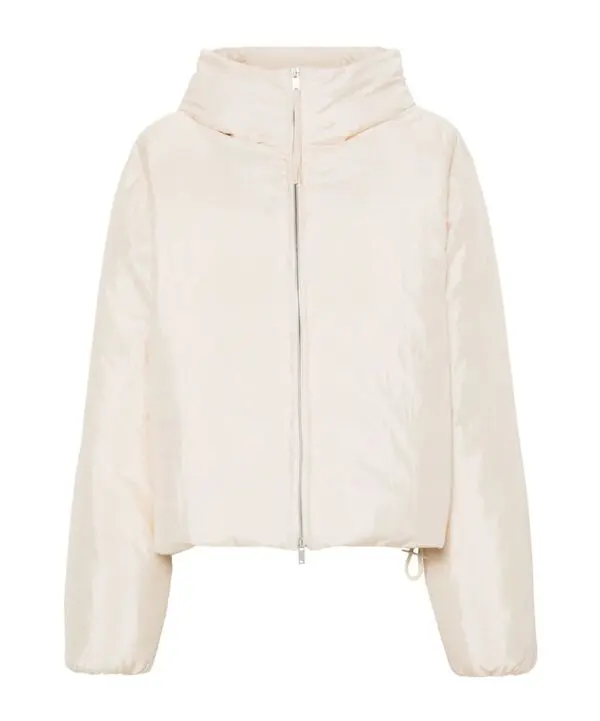 JIL SANDER High Neck Hooded Puffer Down Jacket - Beige