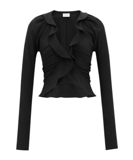 Saint Laurent Ruffled Long-sleeve Blouse