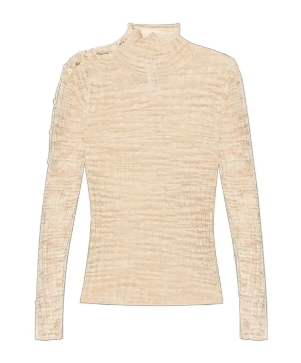 Acne Studios Sheer Ribbed Turtleneck Pullover - Beige
