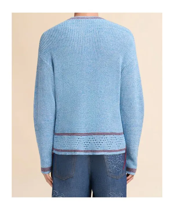Marni Since '94" Flocked Print Crew Neck Sweater - Celeste
