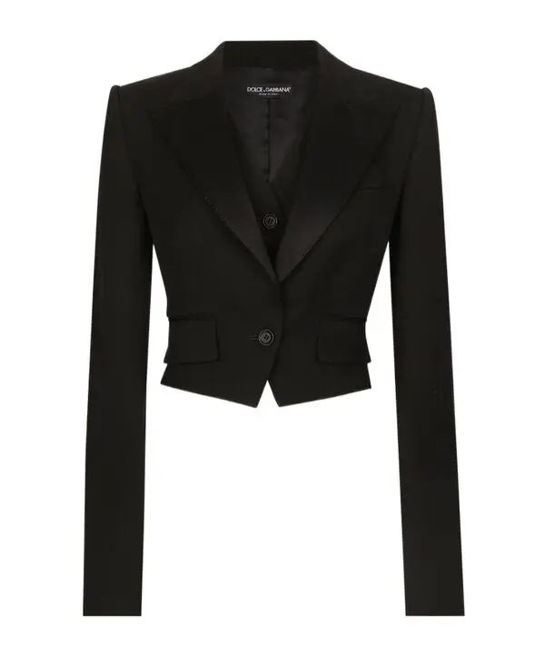 Dolce & Gabbana Dolce Gabbana Cropped Gabardine Tuxedo Jacket