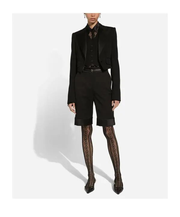 Dolce & Gabbana Dolce Gabbana Cropped Gabardine Tuxedo Jacket