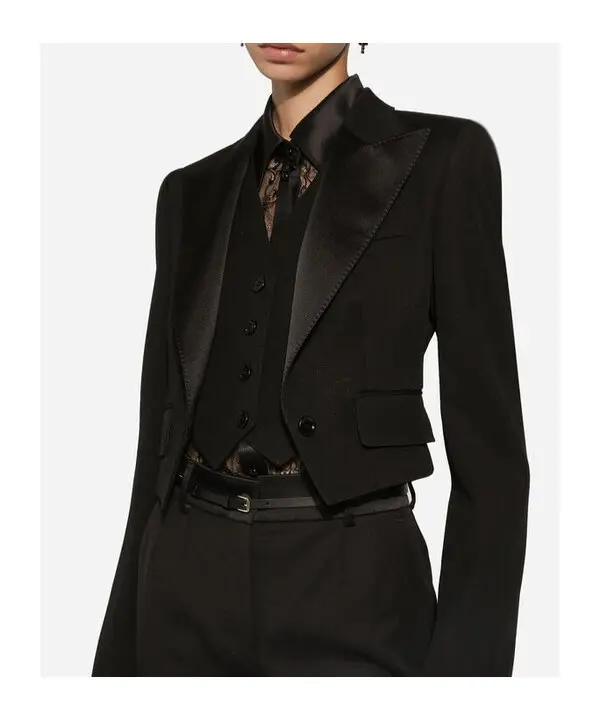 Dolce & Gabbana Dolce Gabbana Cropped Gabardine Tuxedo Jacket