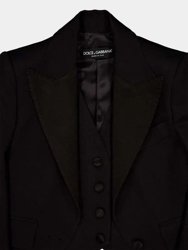 Dolce & Gabbana Dolce Gabbana Cropped Gabardine Tuxedo Jacket