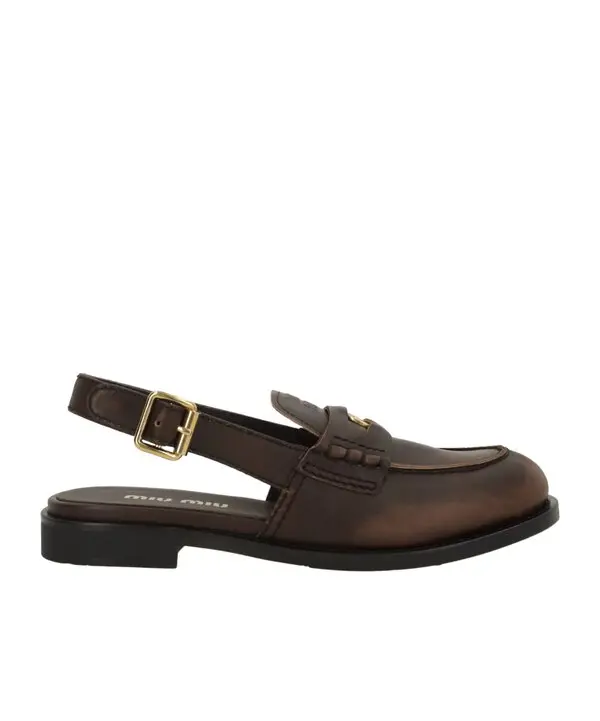 Miu Miu Logo Slingback Flat Mules - Ebony