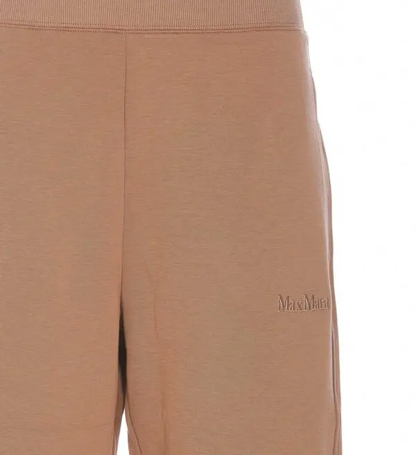 Max Mara Embroidered Logo Straight Leg Pants - Camel