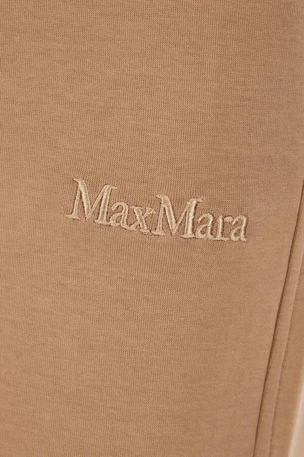 Max Mara Embroidered Logo Straight Leg Pants - Camel