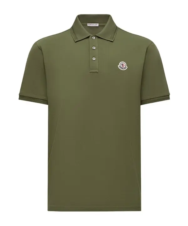 Moncler Logo Patch Short-sleeved Polo Shirt - Khaki
