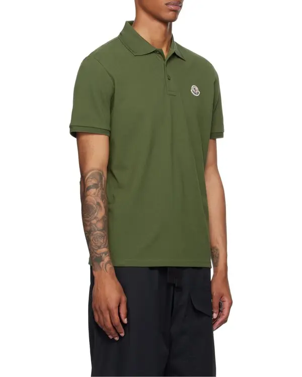 Moncler Logo Patch Short-sleeved Polo Shirt - Khaki
