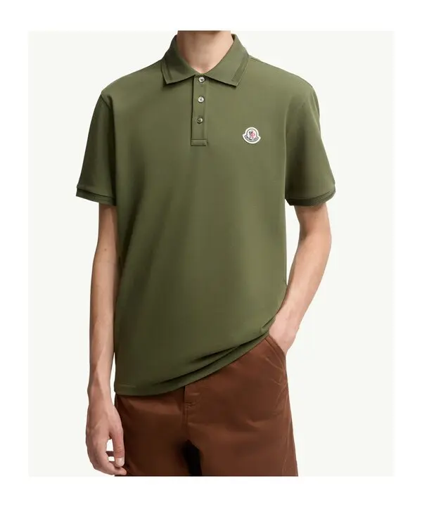 Moncler Logo Patch Short-sleeved Polo Shirt - Khaki