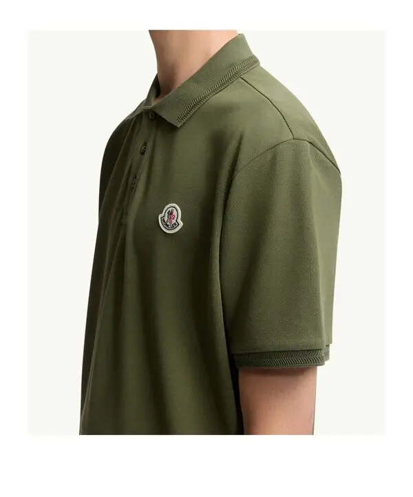 Moncler Logo Patch Short-sleeved Polo Shirt - Khaki