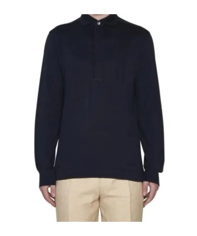 Zegna Stripe-detailed Long Sleeved Polo Shirt - No