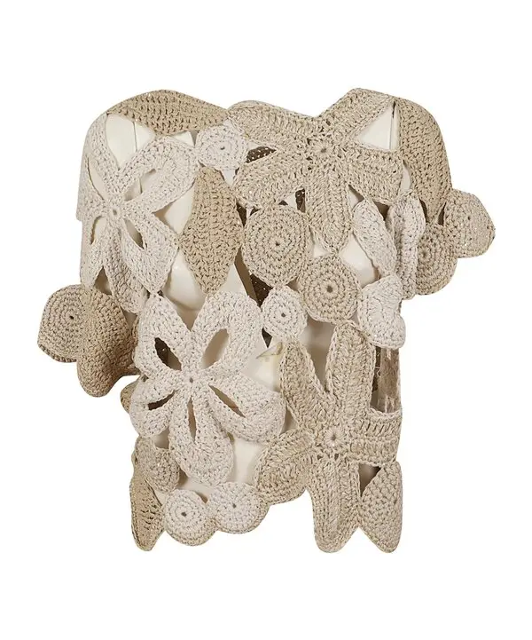 Antonelli Firenze Openwork Floral Knitted Top - Nude