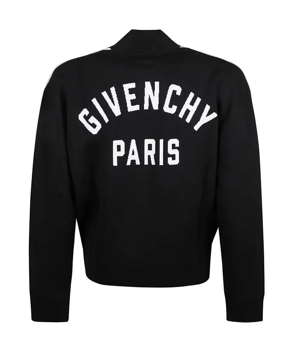 Givenchy Logo-intarsia Knitted Zip-up Jacket - Black