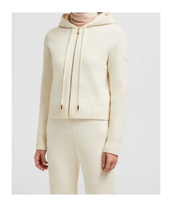Moncler Zip-up Hooded Knit Cardigan