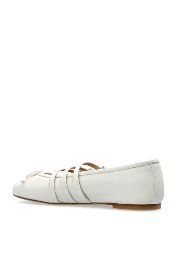 STUART WEITZMAN Celeste Ballet Flats With Crystal Embellished Buckles - White