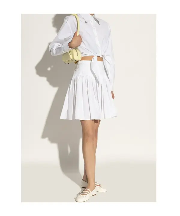 STUART WEITZMAN Celeste Ballet Flats With Crystal Embellished Buckles - White