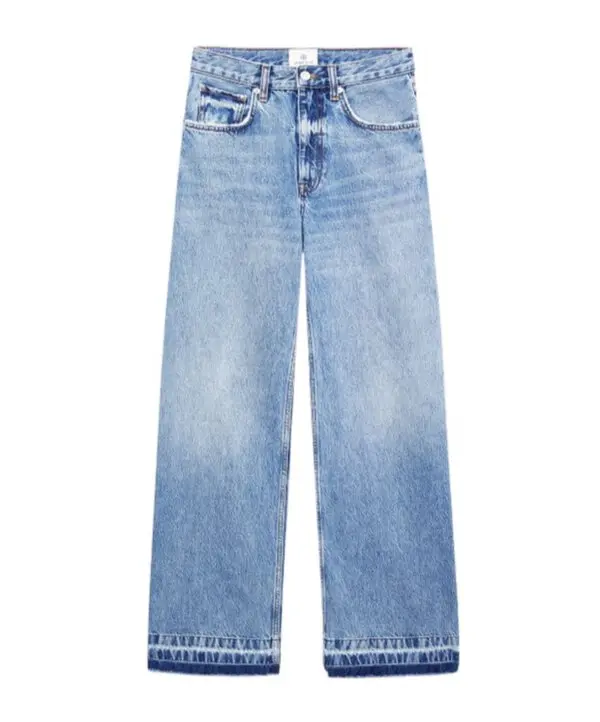 ANINE BING Lewis Frayed Wide-leg Jeans