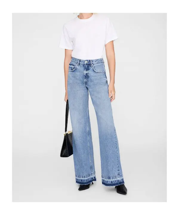 ANINE BING Lewis Frayed Wide-leg Jeans