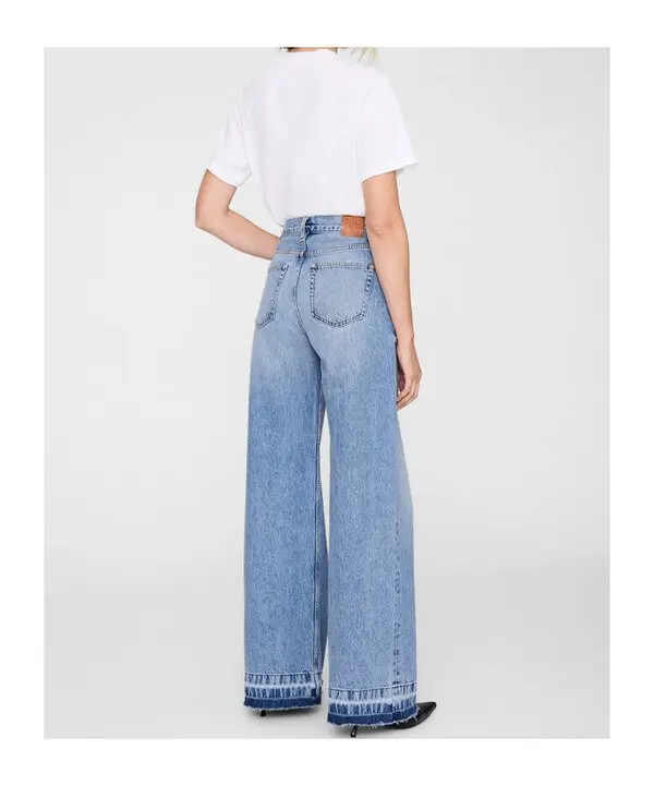 ANINE BING Lewis Frayed Wide-leg Jeans