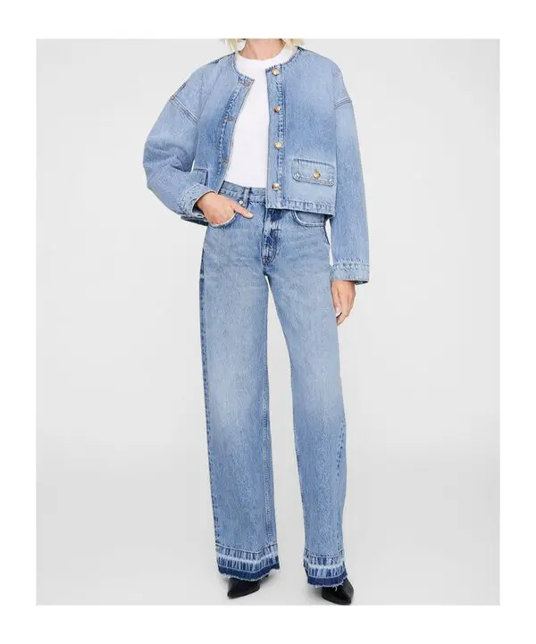 ANINE BING Lewis Frayed Wide-leg Jeans