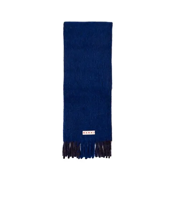 Marni Logo Striped Scarf - Blue