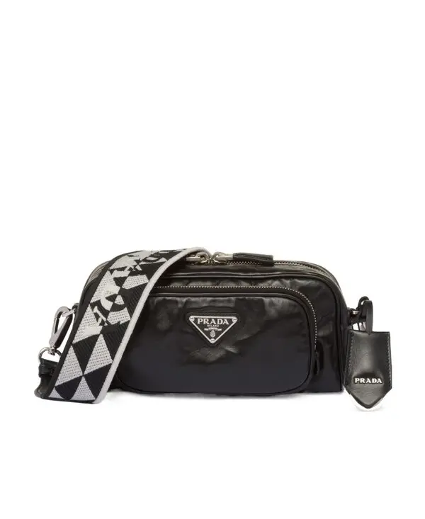Prada Logo Plaque Zipped Shoulder Bag