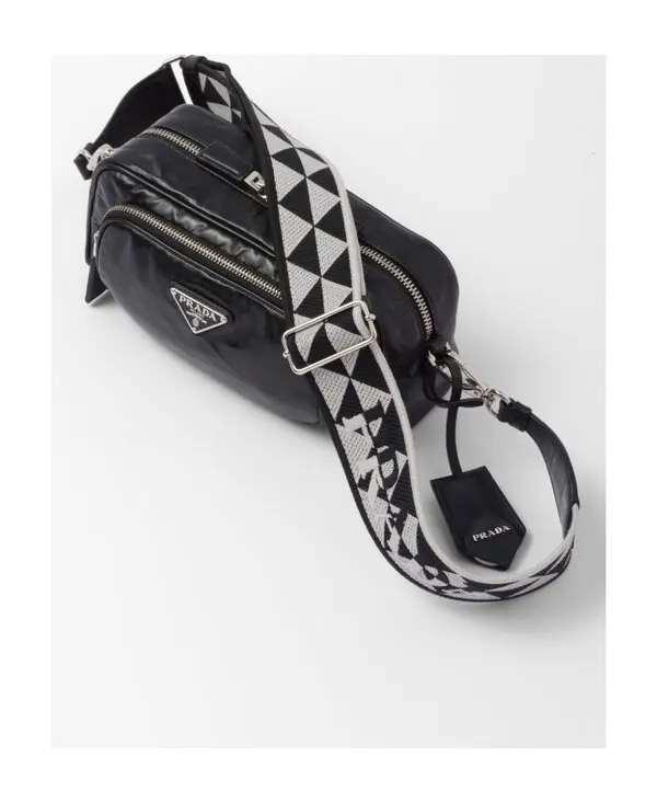 Prada Logo Plaque Zipped Shoulder Bag