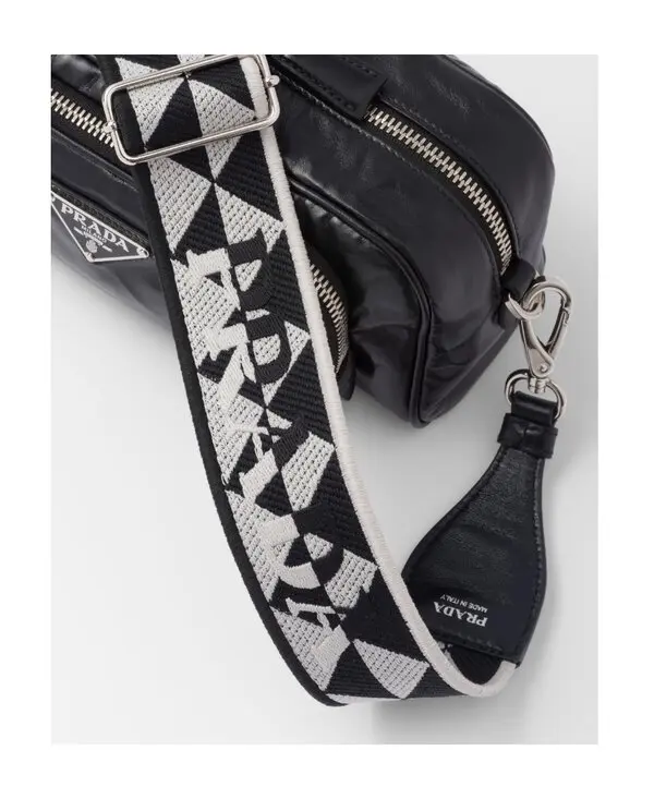 Prada Logo Plaque Zipped Shoulder Bag