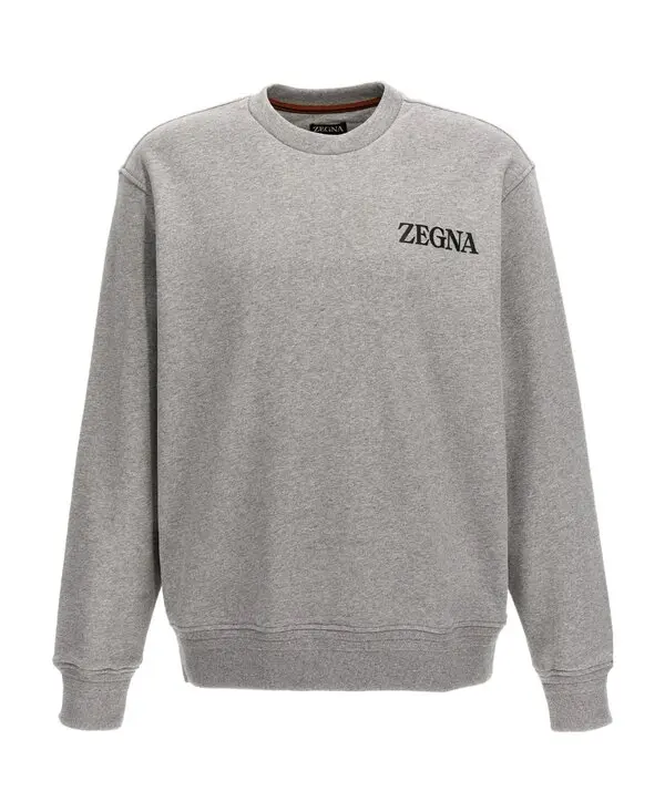 Zegna Ermenegildo Logo Embossed Crewneck Sweatshirt - Gray