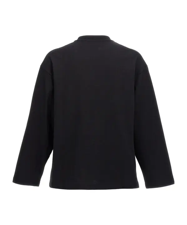 JIL SANDER Logo Print Long Sleeve T-shirt - Black