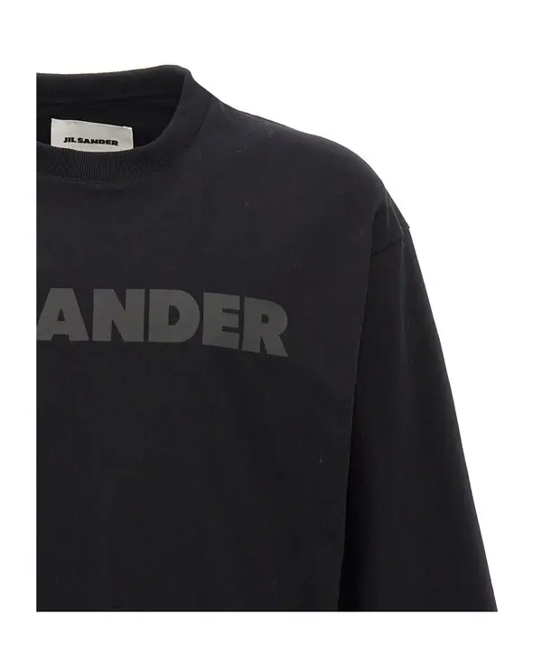 JIL SANDER Logo Print Long Sleeve T-shirt - Black