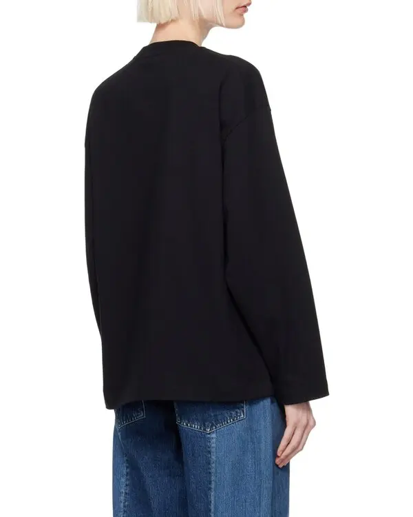 JIL SANDER Logo Print Long Sleeve T-shirt - Black
