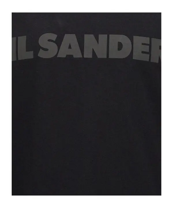 JIL SANDER Logo Print Long Sleeve T-shirt - Black