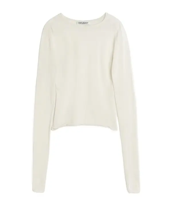 Our Legacy Crew-neck Top With Rolled Hems And Saddle Sleeves - White