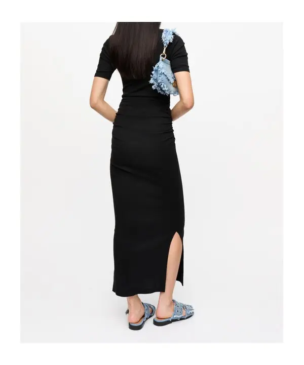 GANNI Soft Cotton Ribbed Ruched Dress