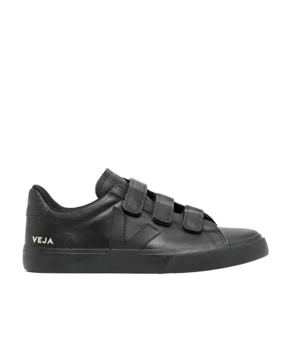VEJA Recife Low-top Leather Sneakers With Velcro Fastening - Black