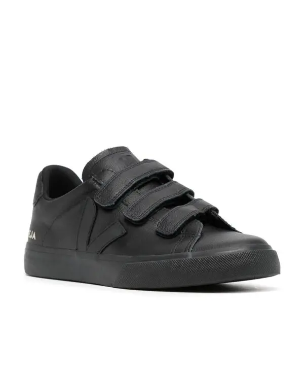 VEJA Recife Low-top Leather Sneakers With Velcro Fastening - Black